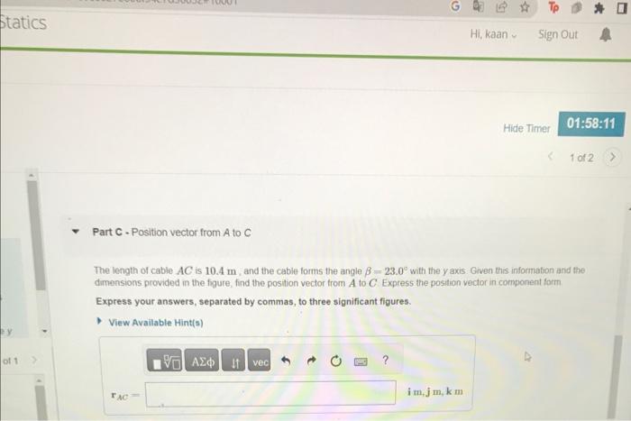 Solved Learning Goal: To find a position vector between two | Chegg.com