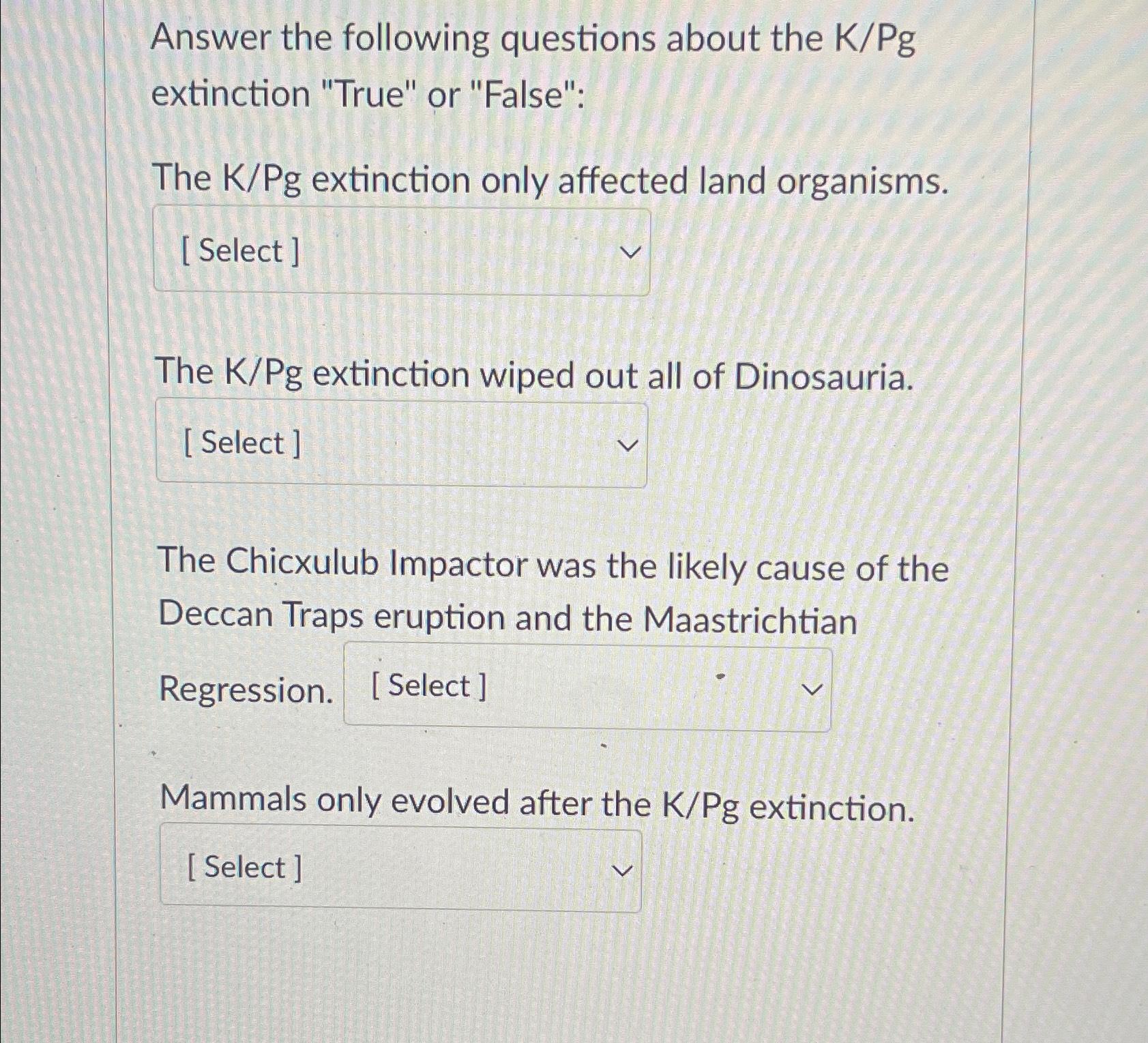 Solved Answer the following questions about the KPg | Chegg.com