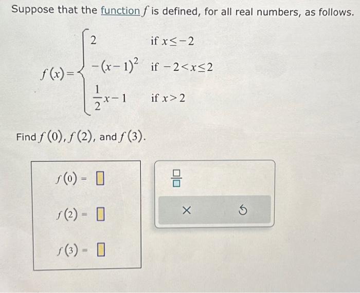 Solved Suppose that the function f is defined, for all real | Chegg.com