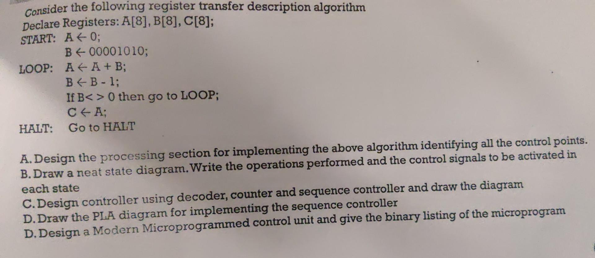 Solved Consider the following register transfer description | Chegg.com