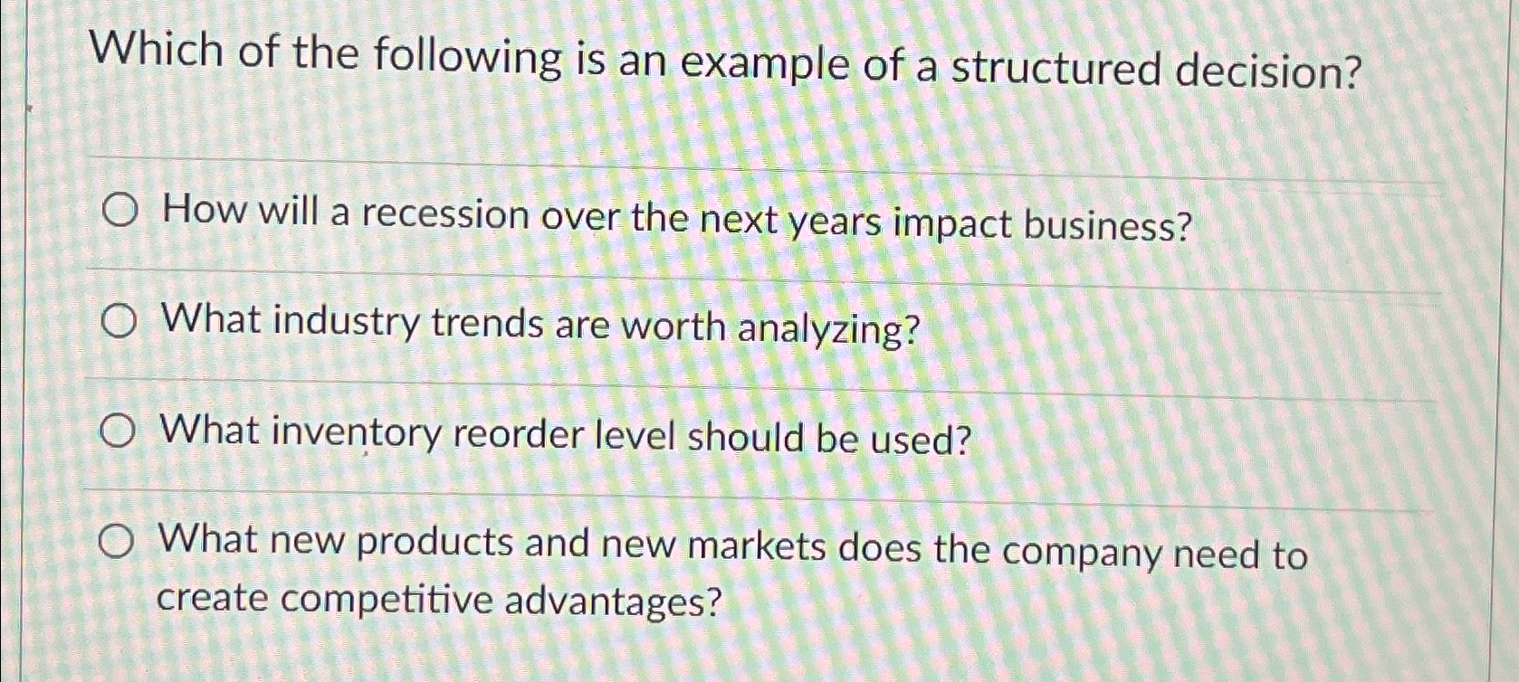 Solved Which of the following is an example of a structured | Chegg.com