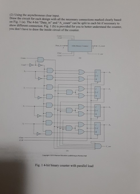 Solved (2) Using the asynchronous clear input. Draw the | Chegg.com