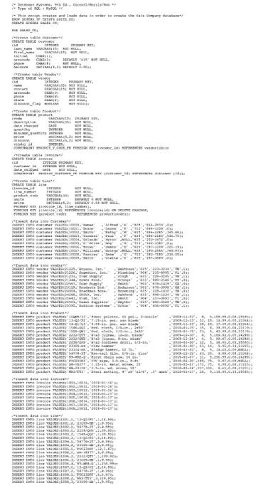Solved Use the 'Sales Company' SQL script file found in the | Chegg.com