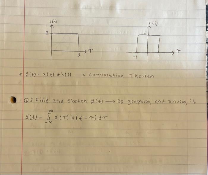 Solved ∗y(t)=x(t)∗h(t) convolution Theocem Q: Find and | Chegg.com