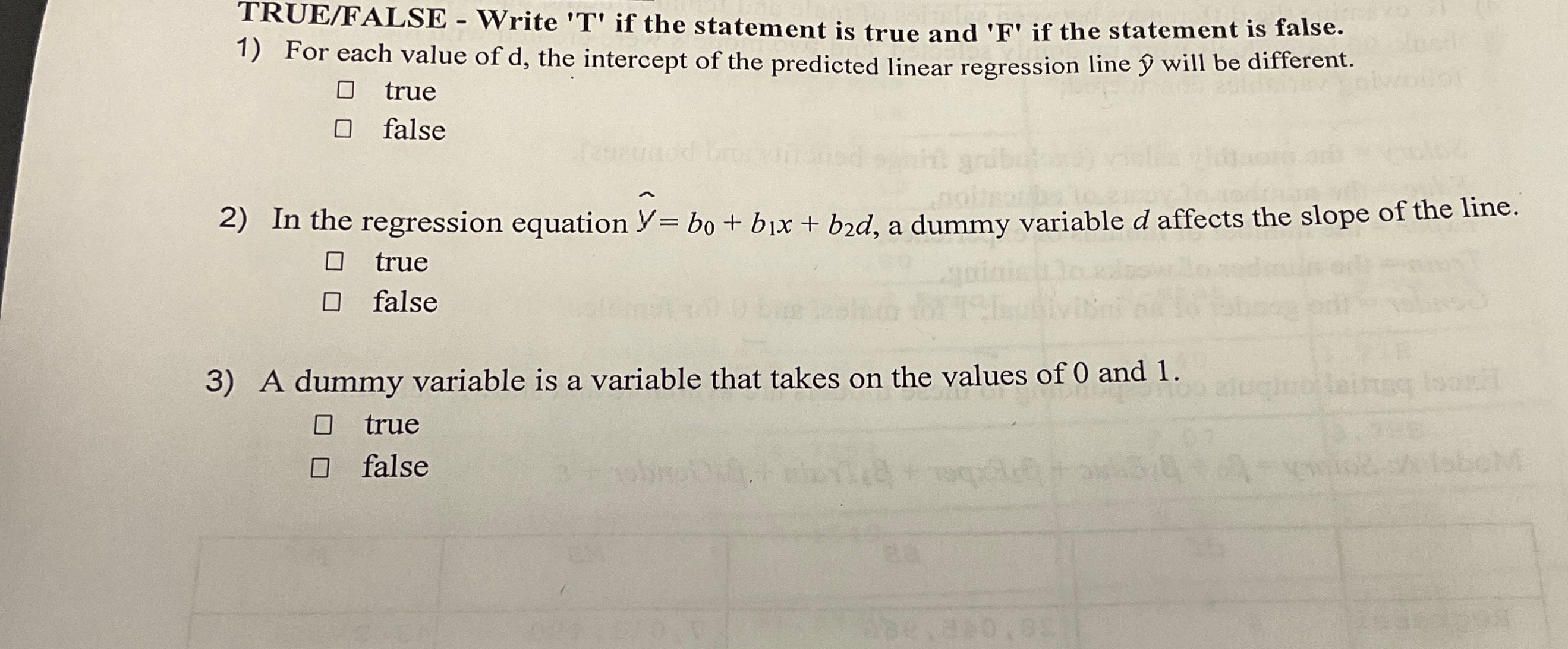 Solved TRUE/FALSE - ﻿Write ' T ' ﻿if the statement is true | Chegg.com