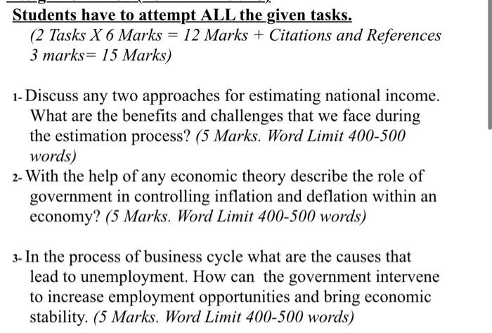 Solved Students have to attempt ALL the given tasks. (2 | Chegg.com