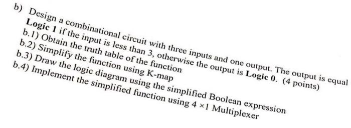 Solved Logic 1 if the input is less than 3, otherwise the | Chegg.com