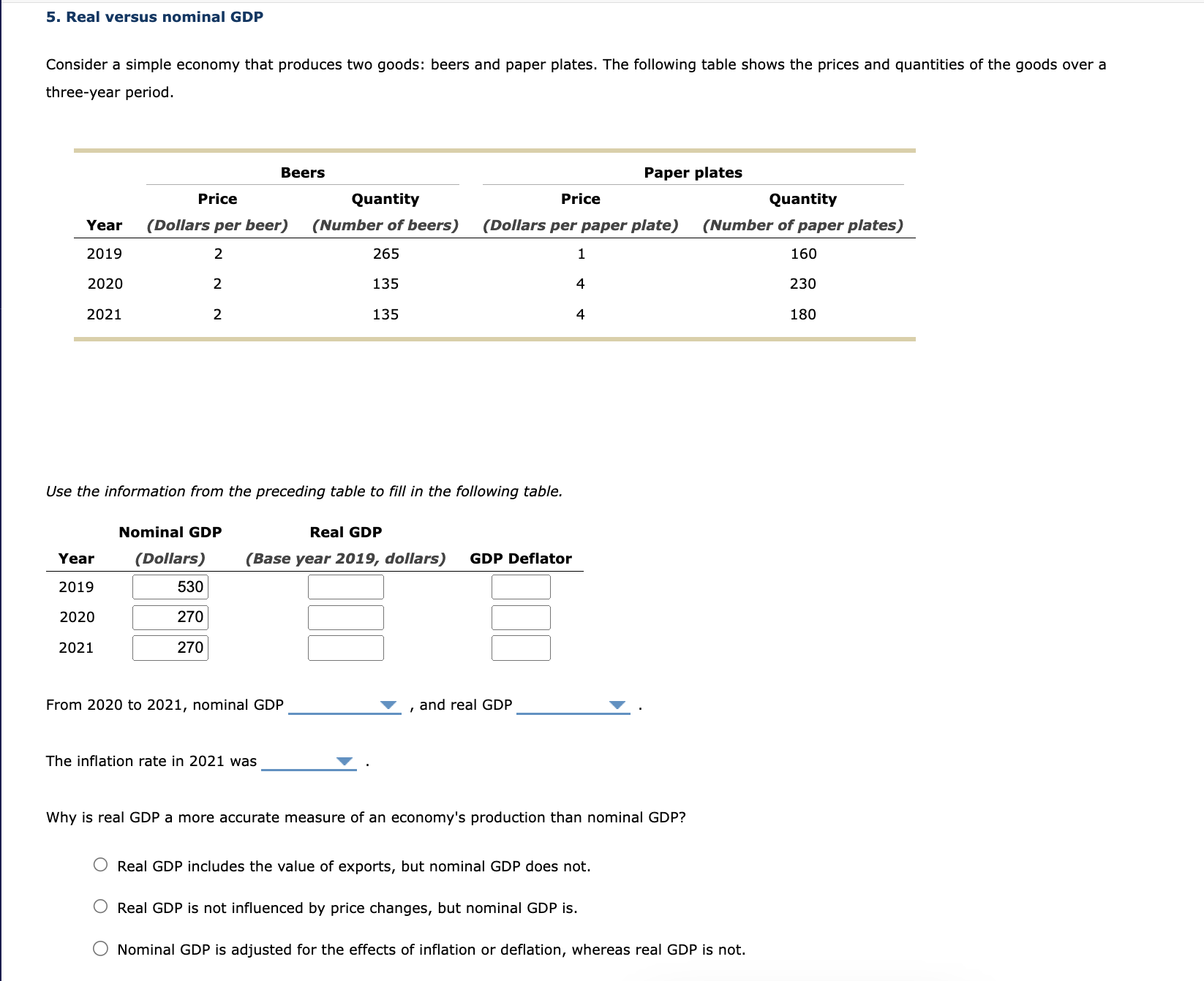 Solved Real versus nominal GDPConsider a simple economy that | Chegg.com