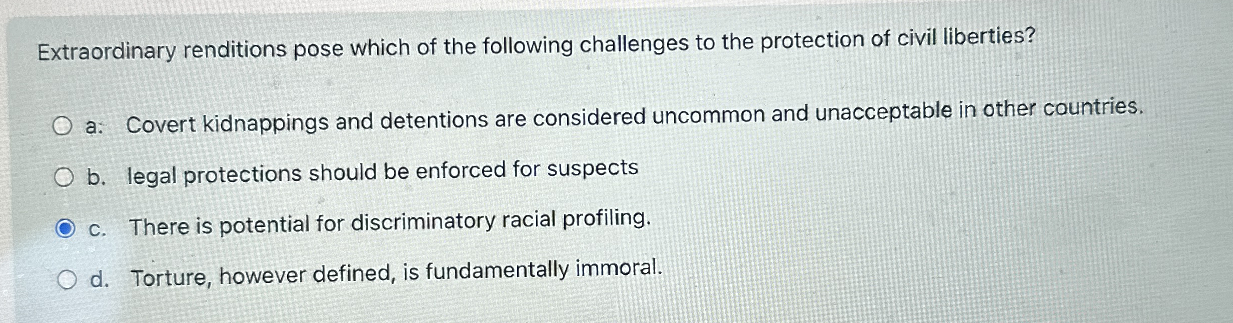 Solved Extraordinary renditions pose which of the following | Chegg.com
