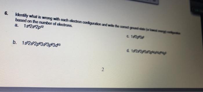 Solved 6. Identify what is wrong with each electron | Chegg.com
