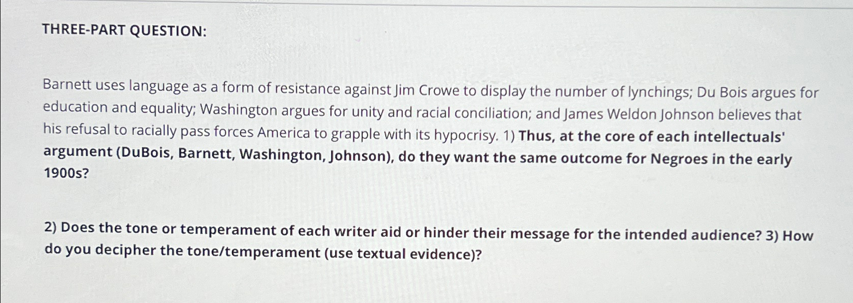 Solved THREE-PART QUESTION:Barnett uses language as a form | Chegg.com