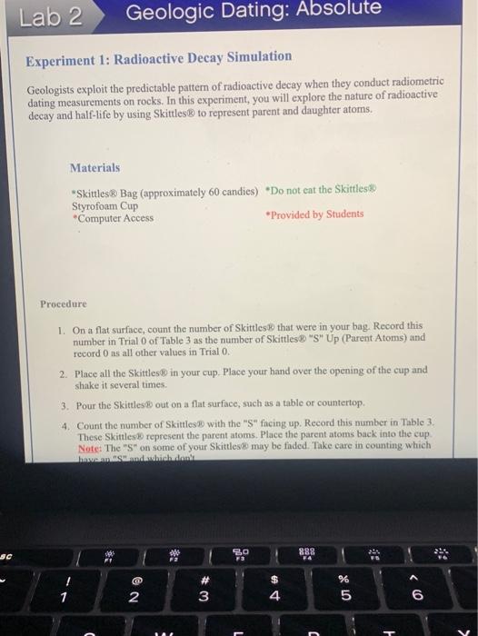 Lab 2 Geologic Dating: Absolute Experiment 1: | Chegg.com