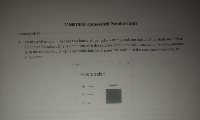 Solved MMET383 Homework Problem Sets Homework #1 1. Create a | Chegg.com