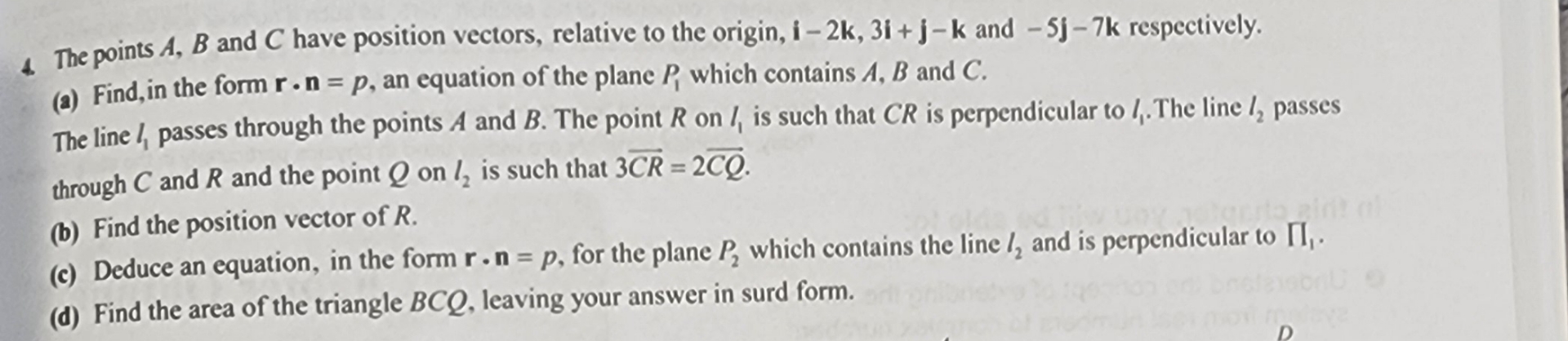 Solved The points A,B ﻿and C ﻿have position vectors, | Chegg.com