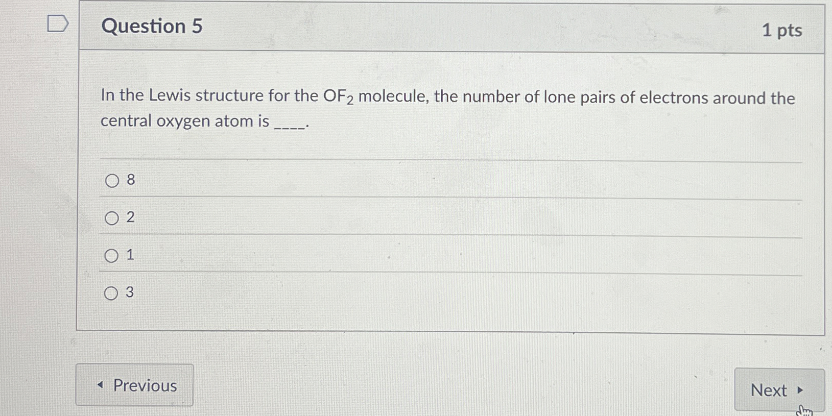 Solved Question 51 ﻿ptsIn the Lewis structure for the OF2 | Chegg.com