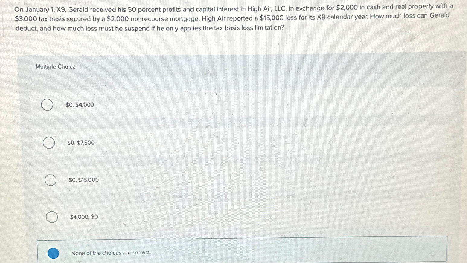 Solved On January 1, ﻿X9, ﻿Gerald received his 50 ﻿percent | Chegg.com