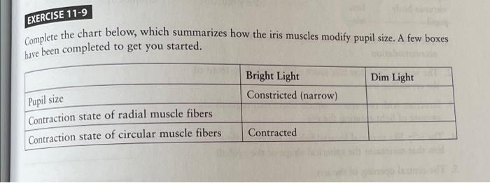Solved EXERCISE 11-9 Complete the chart below, which | Chegg.com
