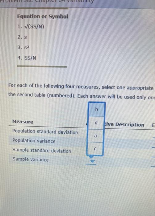 Solved 9. Measures of variability match-up There are | Chegg.com