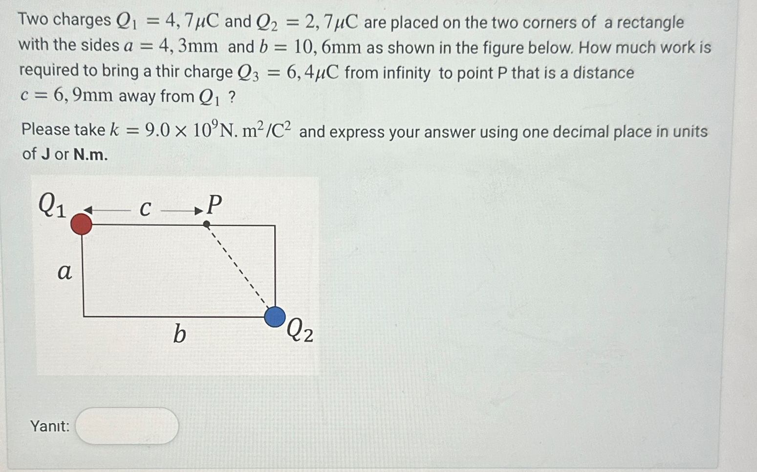 Solved Two charges Q1=4,7μC ﻿and Q2=2,7μC ﻿are placed on the | Chegg.com