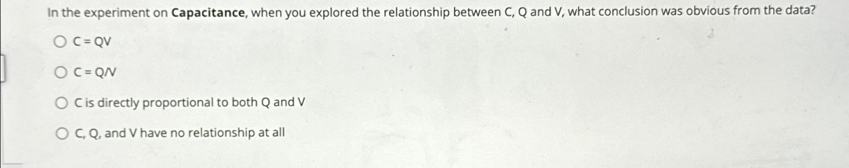 In the experiment on Capacitance, when you explored | Chegg.com
