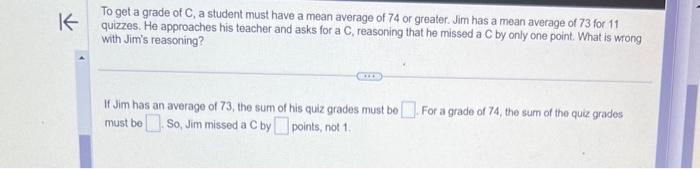 Solved To get a grade of C, a student must have a mean | Chegg.com