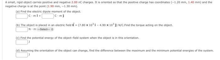 Solved A Smali Rigid Object Carries Positive And Negative 2297