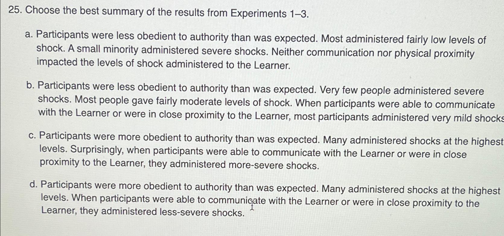 Solved Choose the best summary of the results from | Chegg.com