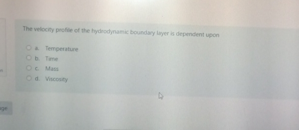 Solved The velocity profile of the hydrodynamic boundary | Chegg.com