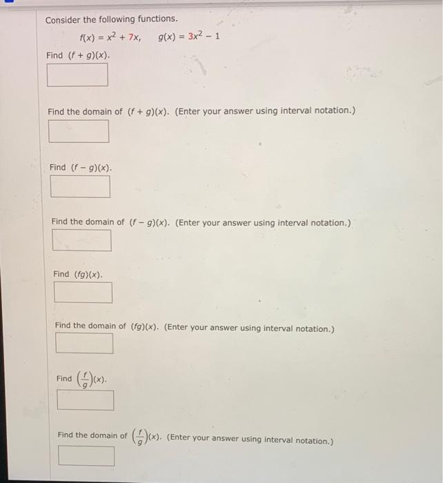 Solved Consider the following functions. | Chegg.com