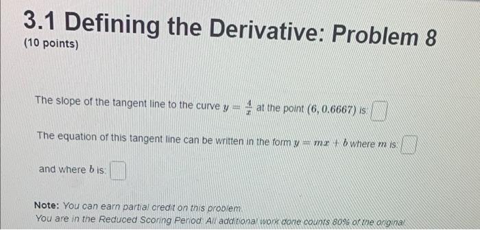 Solved 3.1 Defining the Derivative: Problem 8 (10 points) | Chegg.com
