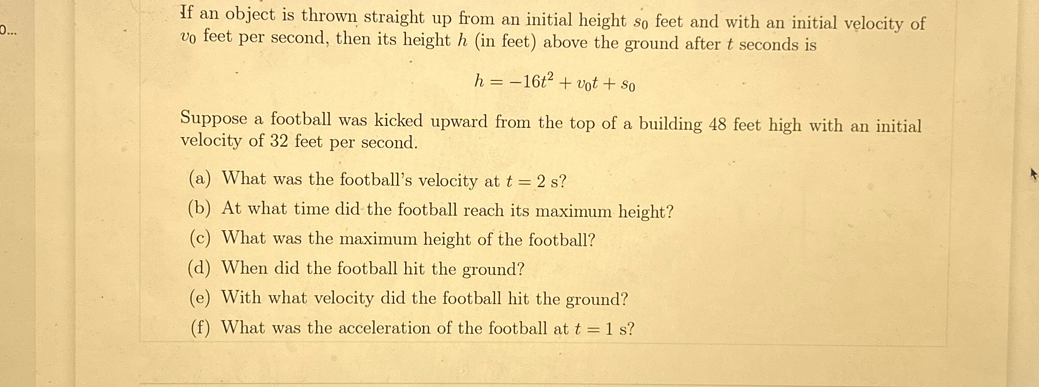 Solved If an object is thrown straight up from an initial | Chegg.com