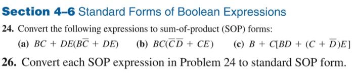 Solved Section 4-6 Standard Forms of Boolean Expressions 24. | Chegg.com