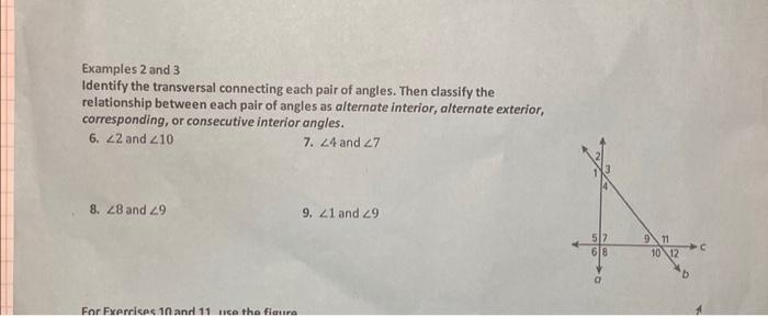 Solved Examples 2 and 3 Identify the transversal connecting | Chegg.com