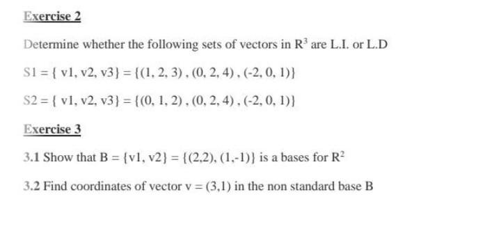Solved Determine whether the following sets of vectors in R3 | Chegg.com