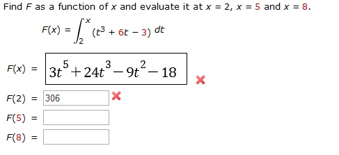 Solved Find F as a function of x and evaluate it at x = 2, x | Chegg.com