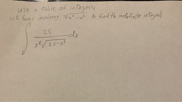 Solved Use a table of integrals with forms involving | Chegg.com