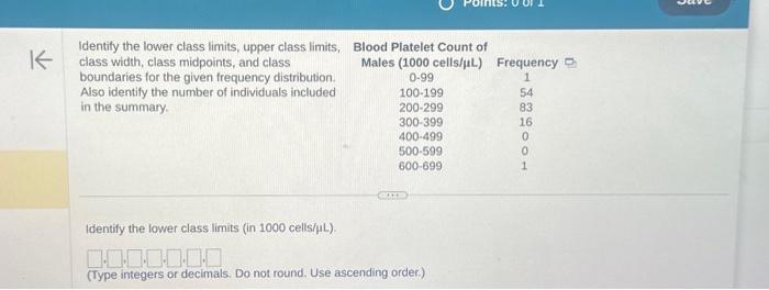 Solved Identify the lower class limits, upper class limits, | Chegg.com