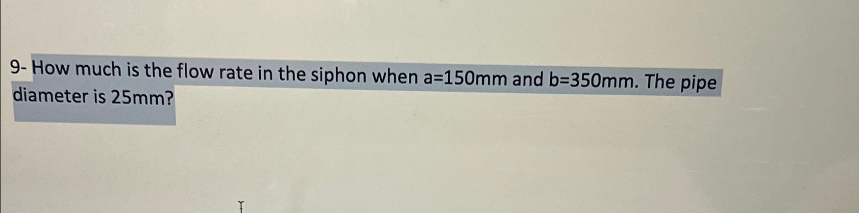 How much is the flow rate in the siphon when a=150mm | Chegg.com