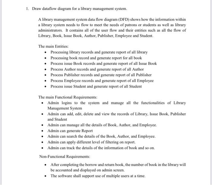 Solved 1. Draw Dataflow Diagram For A Library Management 