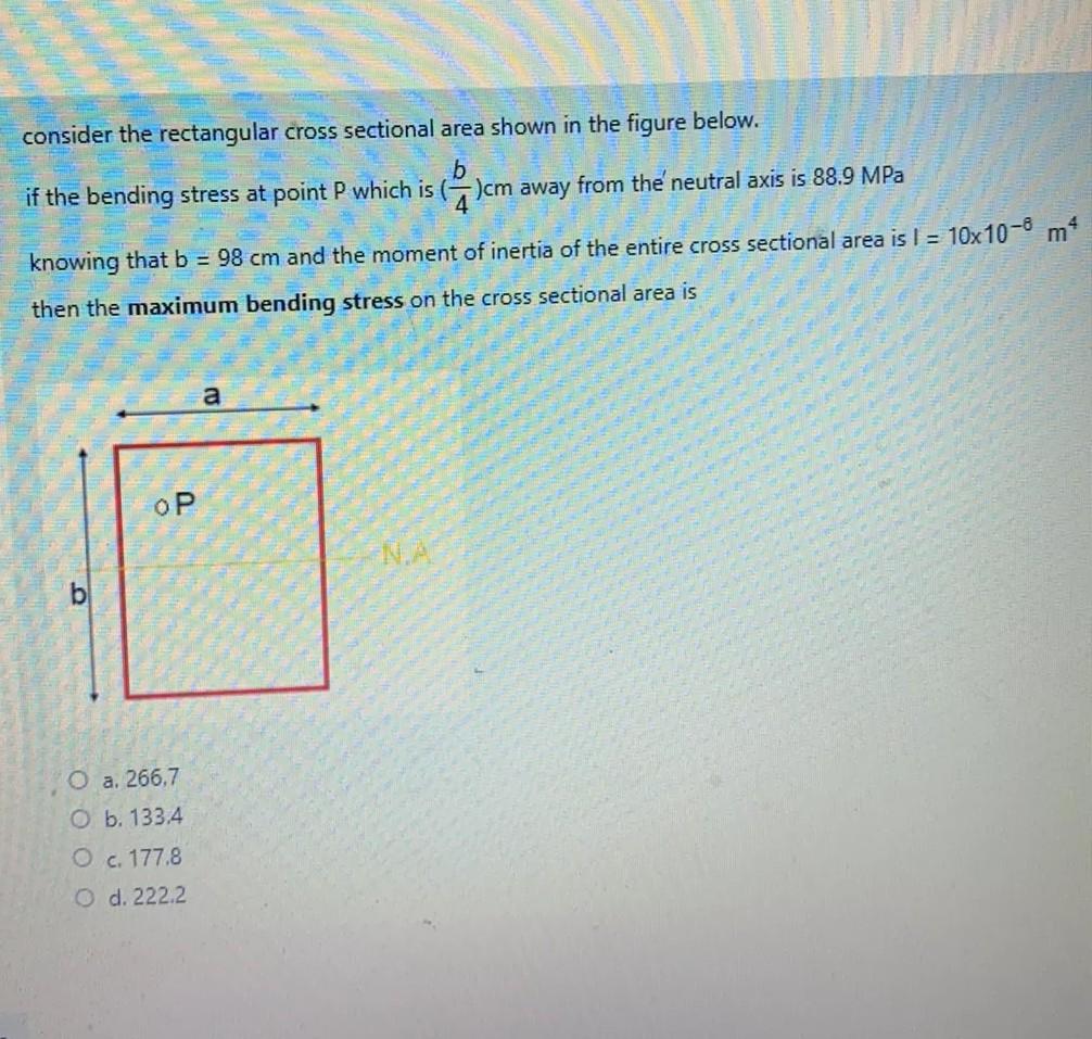 Solved consider the rectangular cross sectional area shown | Chegg.com