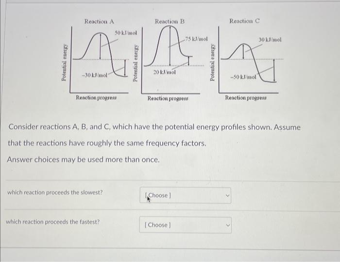 Solved Consider reactions A, B, and C, which have the | Chegg.com