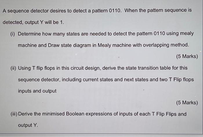 Solved A sequence detector desires to detect a pattern 0110. | Chegg.com