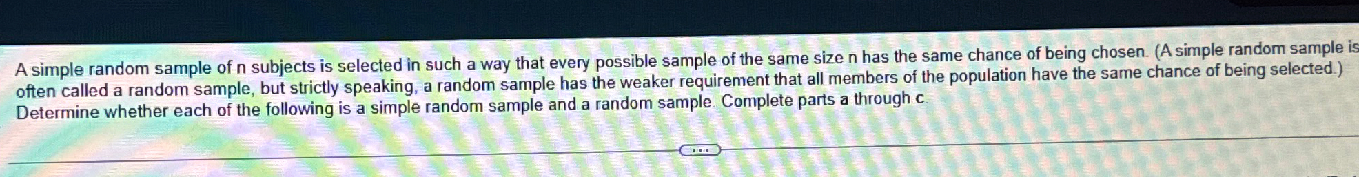 Solved A simple random sample of n ﻿subjects is selected in | Chegg.com