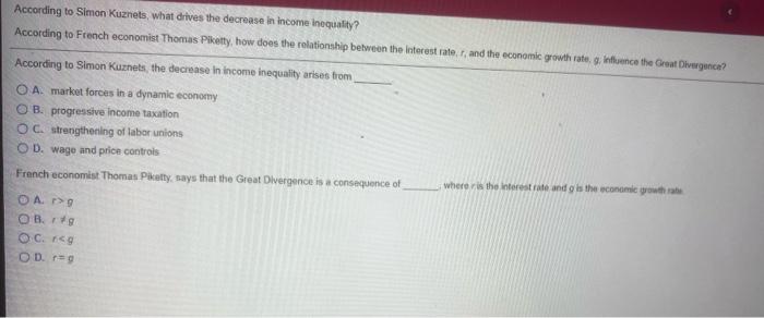 Solved According to Simon Kuznets, what drives the decrease | Chegg.com