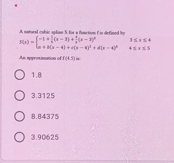 Solved - A natural cubic spline S for a function fis defined | Chegg.com