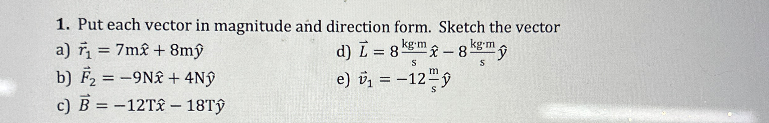 Solved Put each vector in magnitude and direction form. | Chegg.com