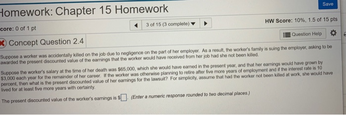 Solved Homework Chapter 15 Homework Save Core 0 Of 1 Pt 3