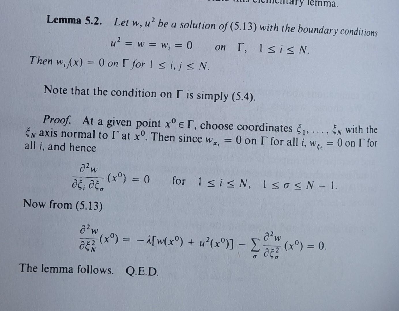 Lemma 5.2. Let w,u2 be a solution of (5.13) with the | Chegg.com