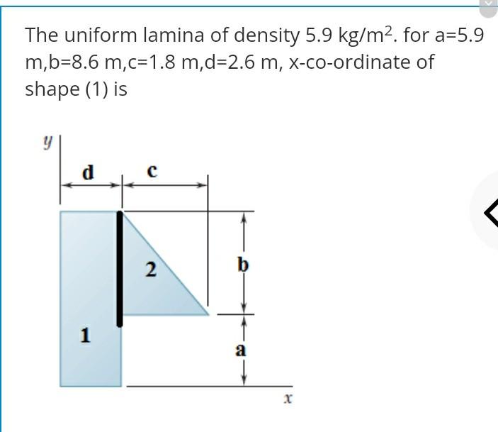 Solved The uniform lamina of density 5.9 kg/m2. for a=5.9 | Chegg.com