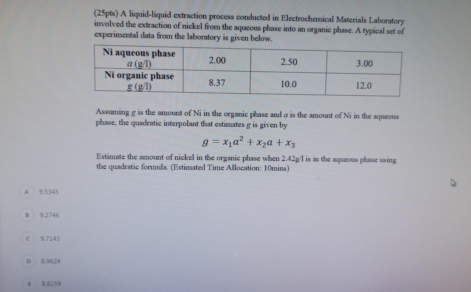 Solved (25pts) A liquid-liquid extraction process conducted | Chegg.com